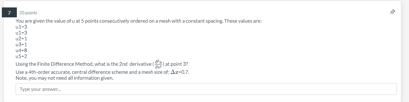 Solved 720 ﻿pointsYou are given the value of u ﻿at 5 ﻿points | Chegg.com