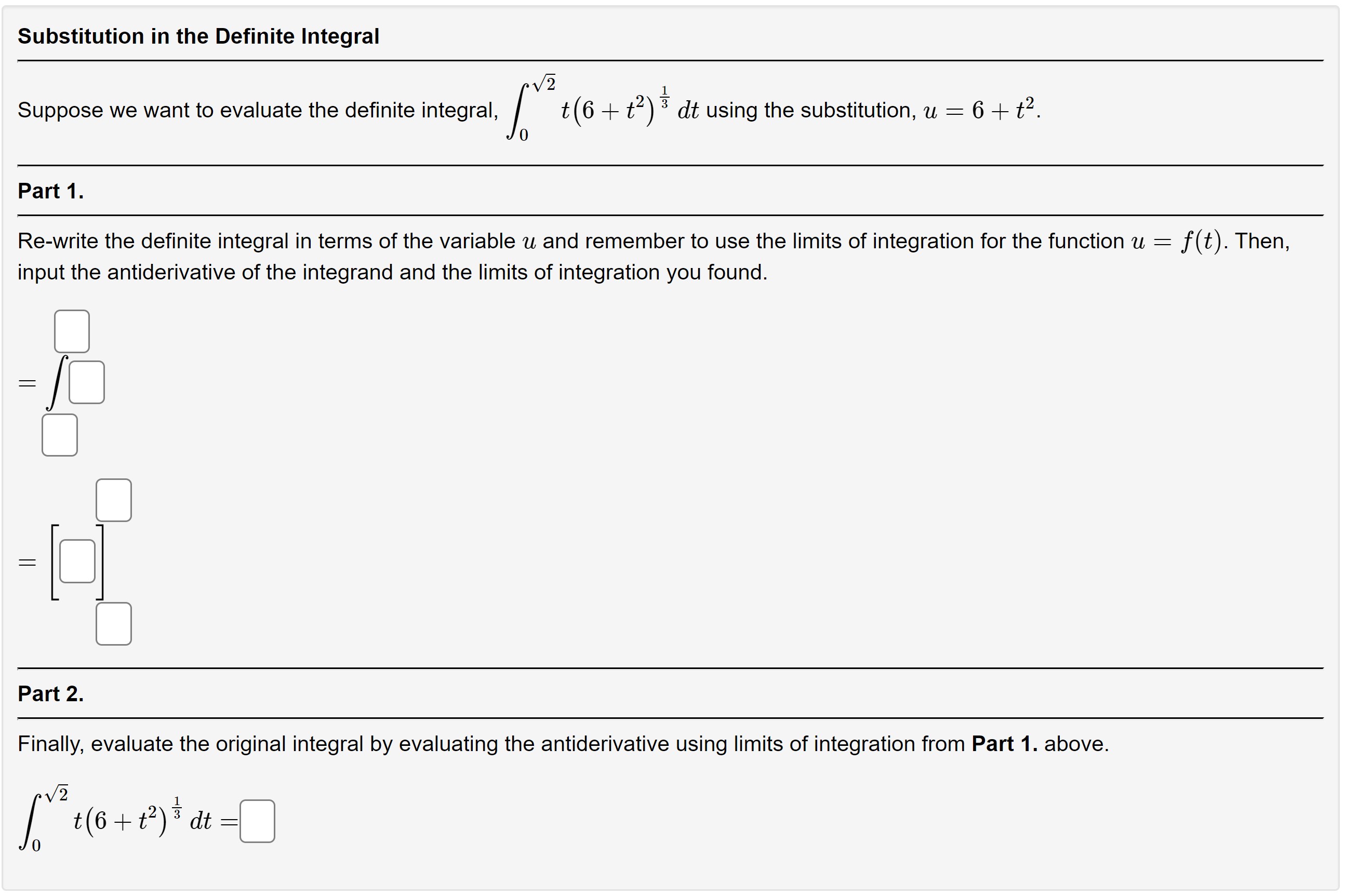 Solved Substitution in the Definite Integral Suppose we want | Chegg.com