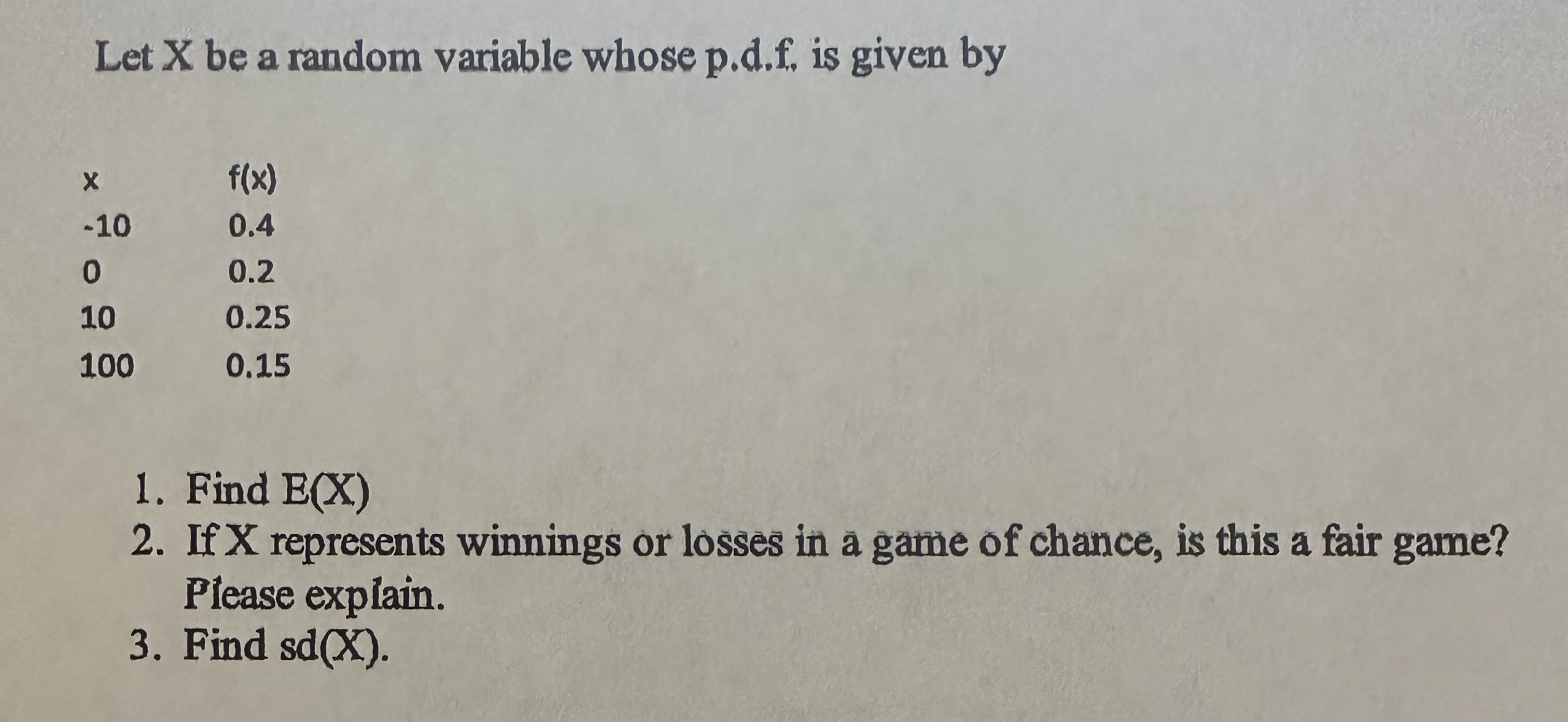 Solved Let x ﻿be a random variable whose p.d.f. ﻿is given | Chegg.com