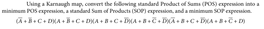 Solved Using a Karnaugh map, convert the following standard | Chegg.com