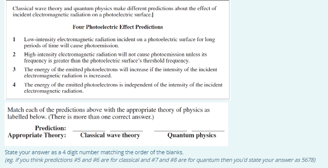Solved Classical wave theory and quantum physics make | Chegg.com
