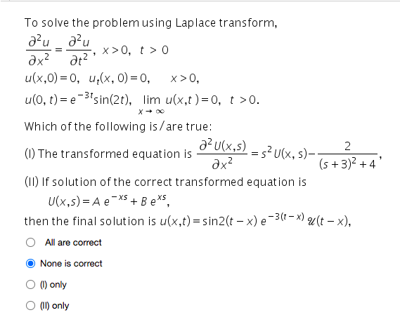 Solved To solve the problem using Laplace transform, | Chegg.com