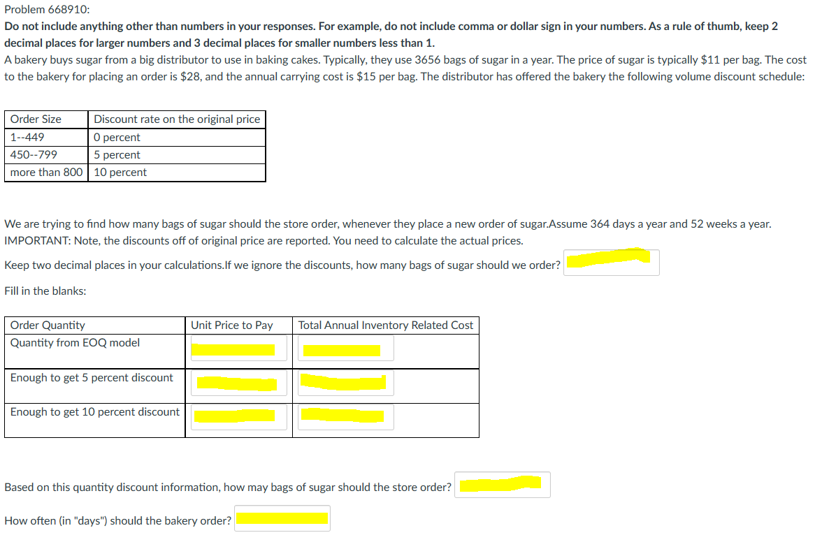 Solved Do not include anything other than numbers in your | Chegg.com