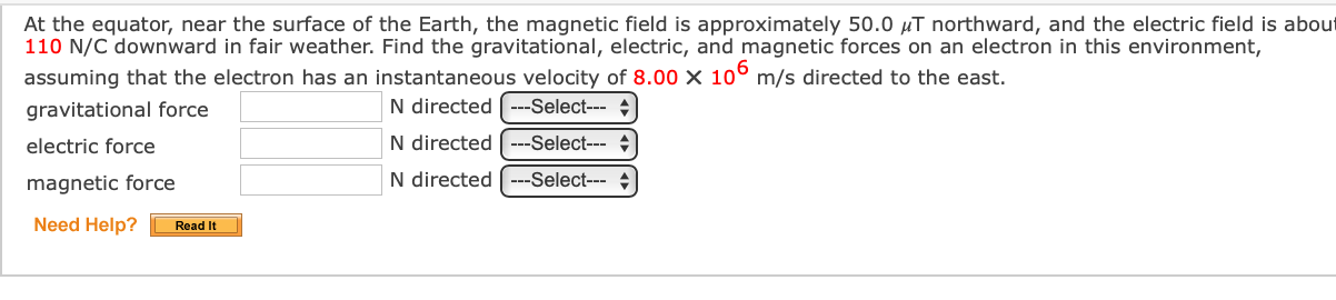 Solved At the equator, near the surface of the Earth, the | Chegg.com