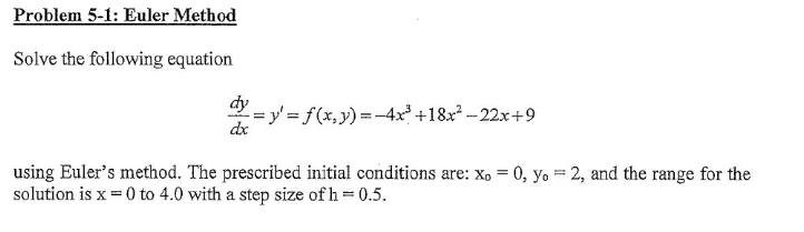 Solved Problem 5 1 Euler Method Solve The Following 3582