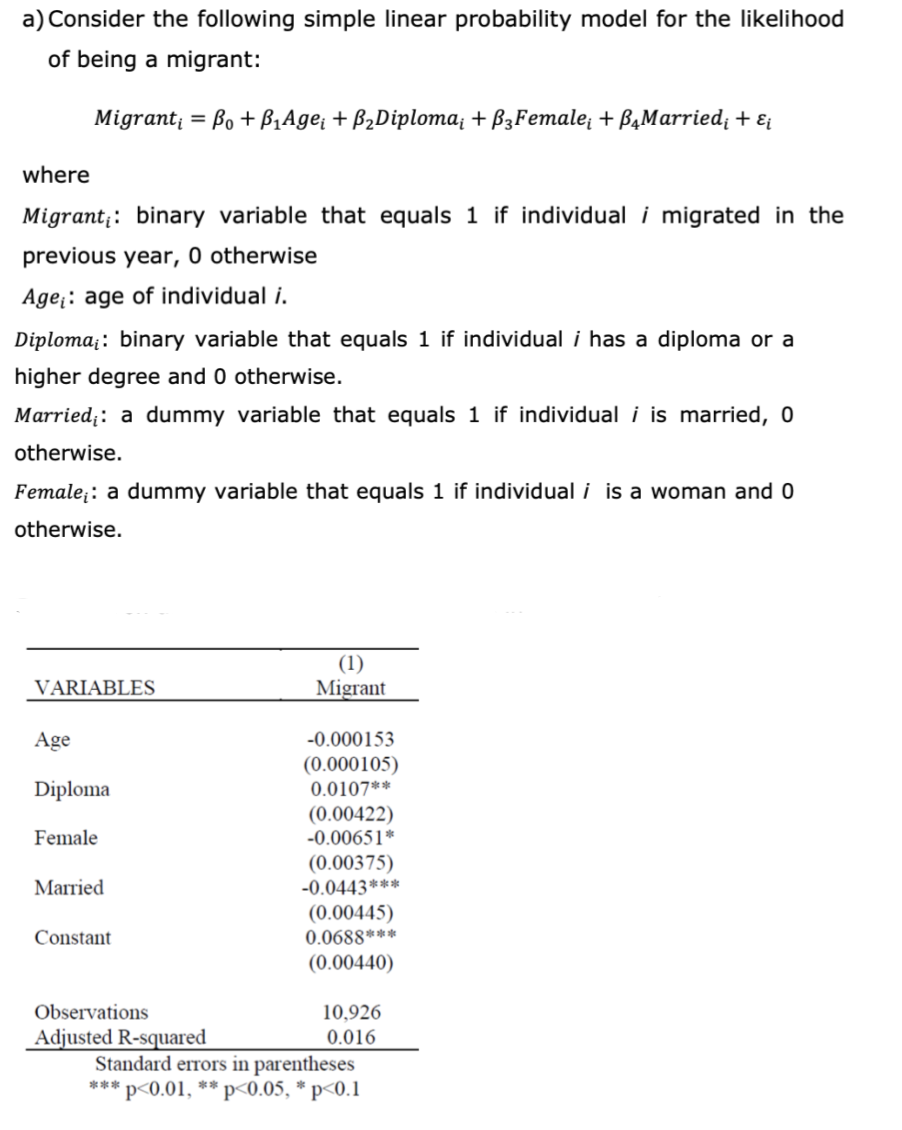 Solved Should use a probit or a linear probability model to | Chegg.com