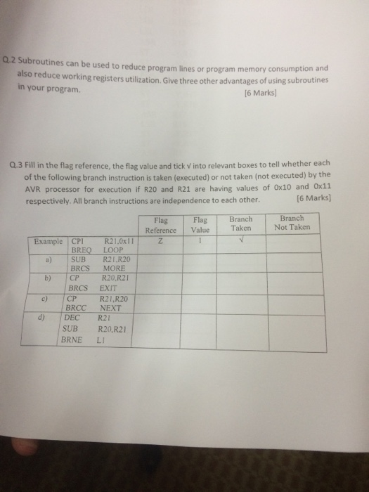 Q.2 Subroutines can be used to reduce program lines | Chegg.com