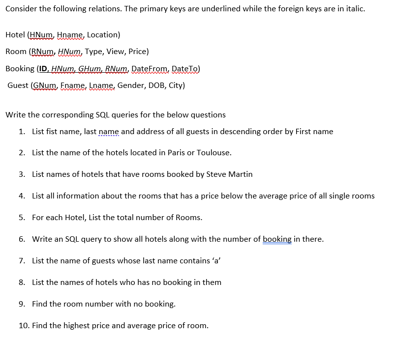 Solved Consider the following relations. The primary keys | Chegg.com