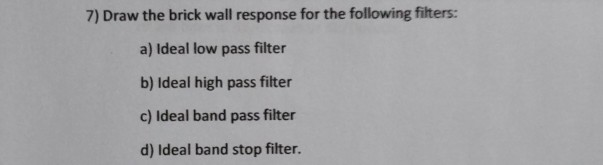 Solved 7) Draw the brick wall response for the following | Chegg.com