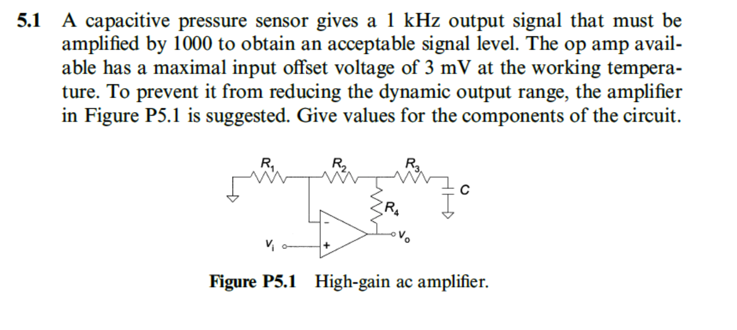 Solved 5.1 A capacitive pressure sensor gives a 1 kHz output | Chegg.com