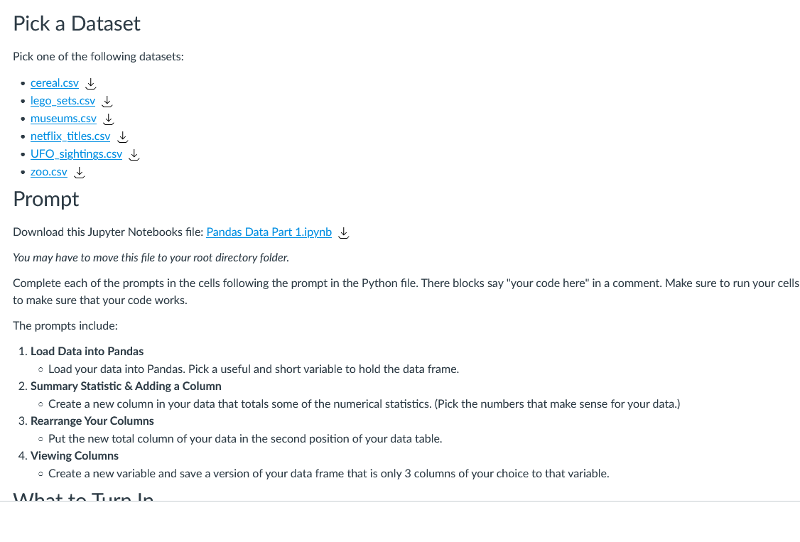 i need help coding this Pandas python assignment. I | Chegg.com