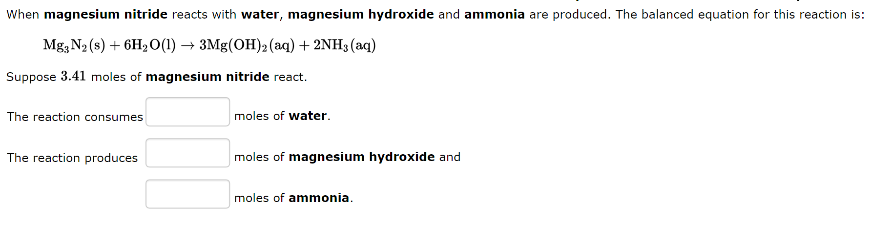 Solved When magnesium nitride reacts with water, magnesium | Chegg.com