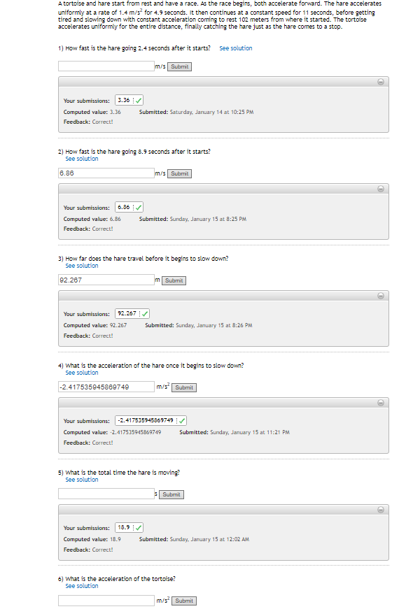 Solved A tortoise and hare start from rest and have a race. | Chegg.com