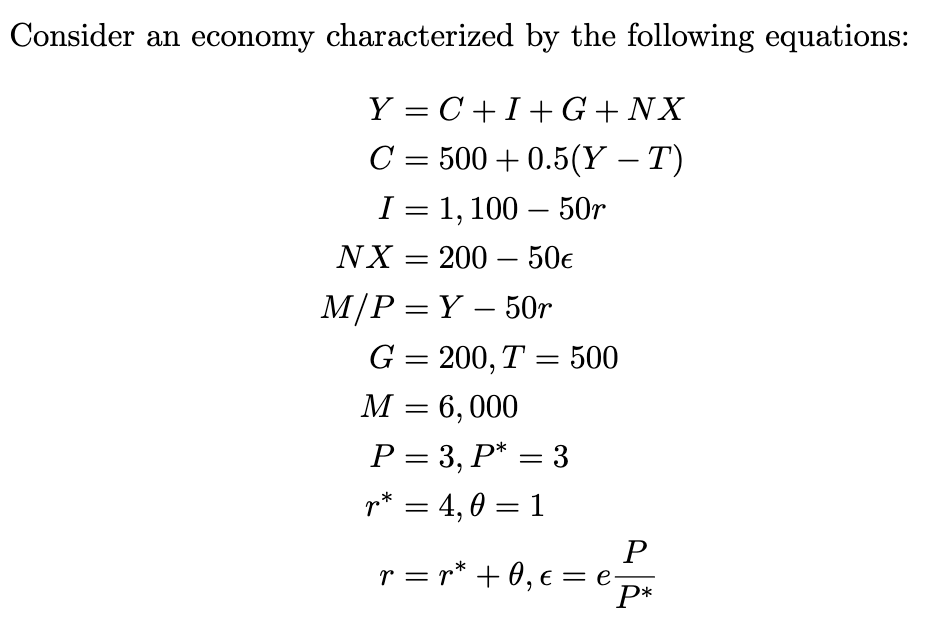 Consider an economy characterized by the following | Chegg.com