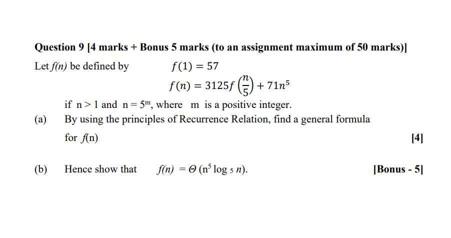 Solved Question 9 [4 ﻿marks + ﻿Bonus 5 ﻿marks (to an | Chegg.com