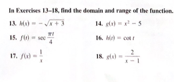 Solved In Exercises 13-18, ﻿find the domain and range of the | Chegg.com
