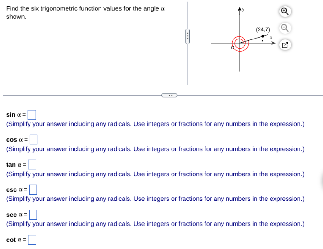 Solved Find the six trigonometric function values for the | Chegg.com