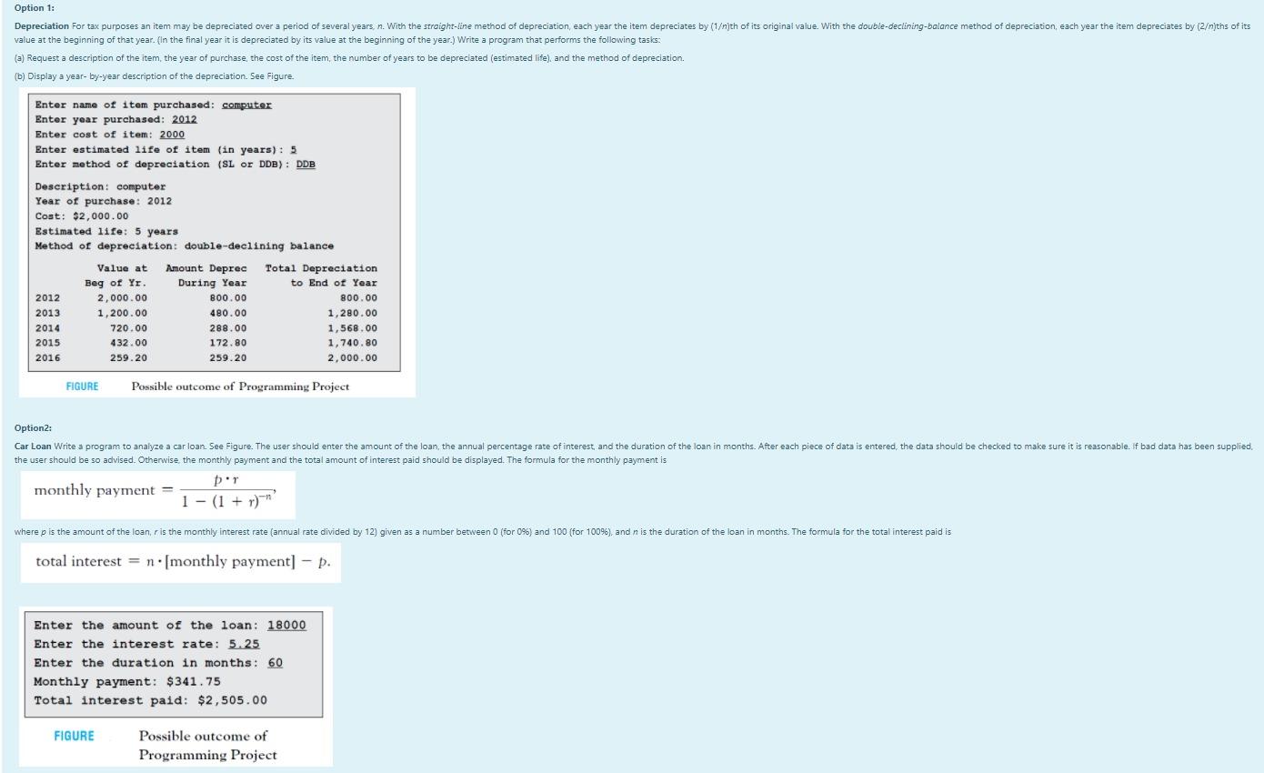 Solved write in python There are 2 options, choose the | Chegg.com