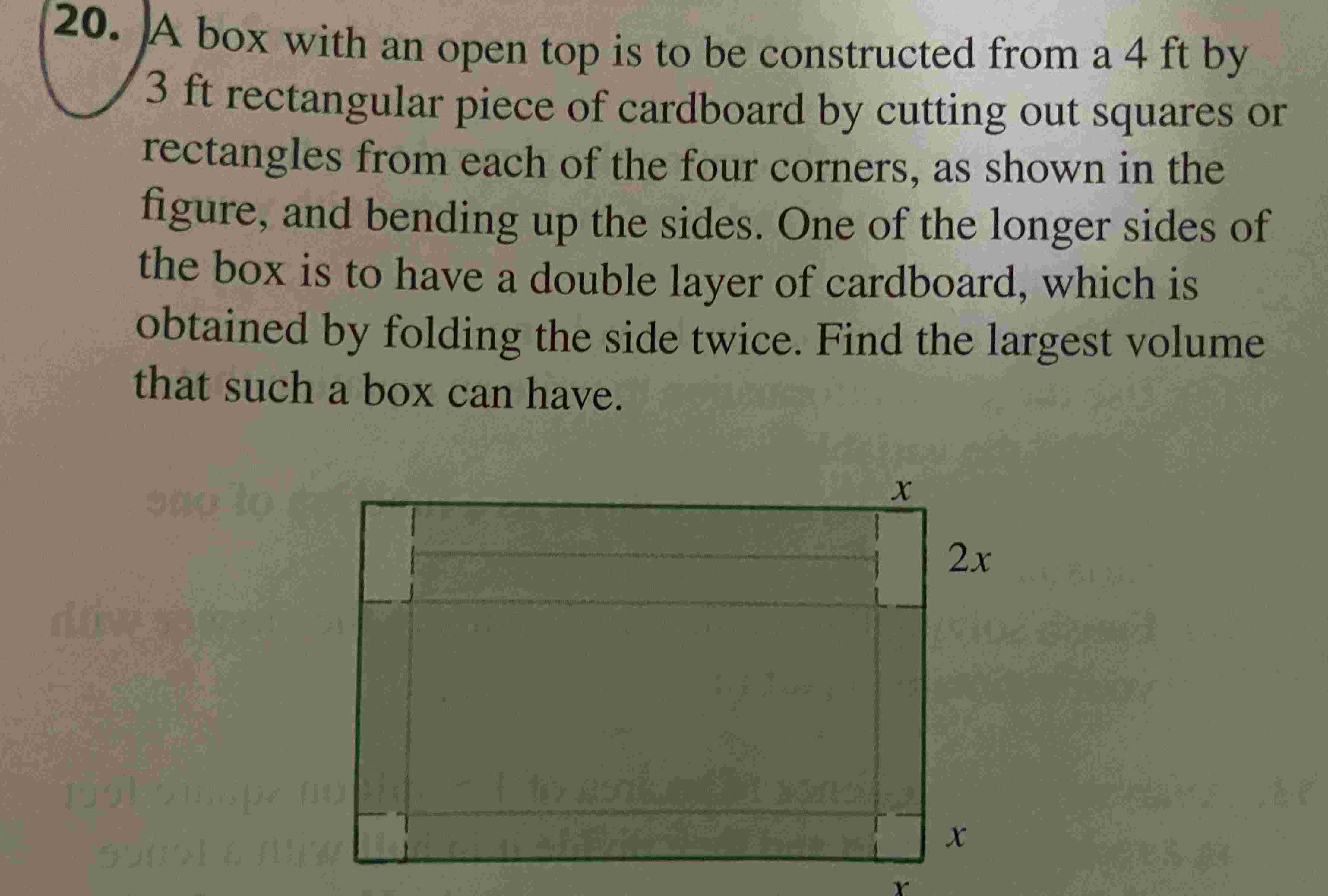 Solved A Box with an open top is to be constructed from a 4 | Chegg.com