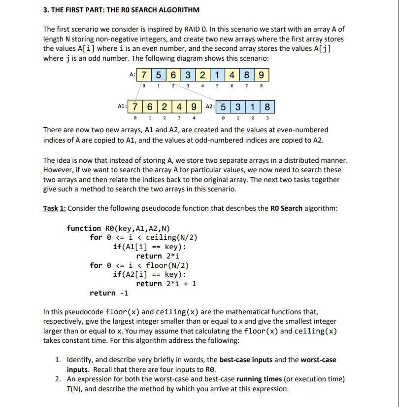 Solved 3. THE FIRST PART: THE RO SEARCH ALGORITHM The first | Chegg.com