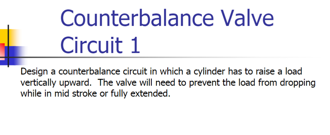 Solved Design a counterbalance circuit in which a cylinder | Chegg.com