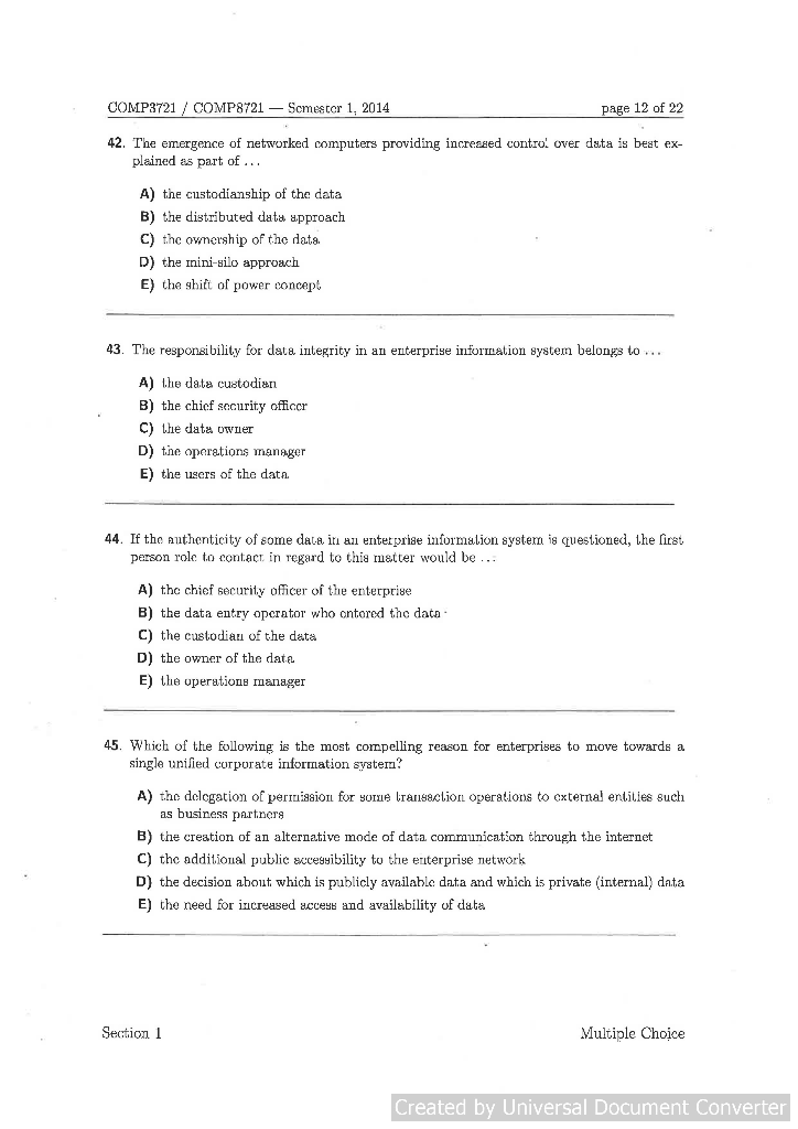 Solved COMP3721 COMP8721 Semester 1, 2014 ракe 3 of 22 6. | Chegg.com