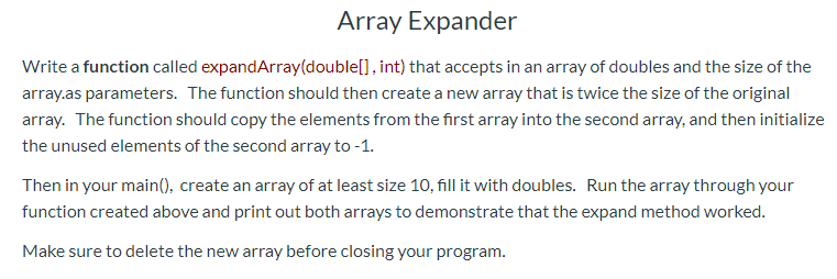 Solved Array Expander Write A Function Called