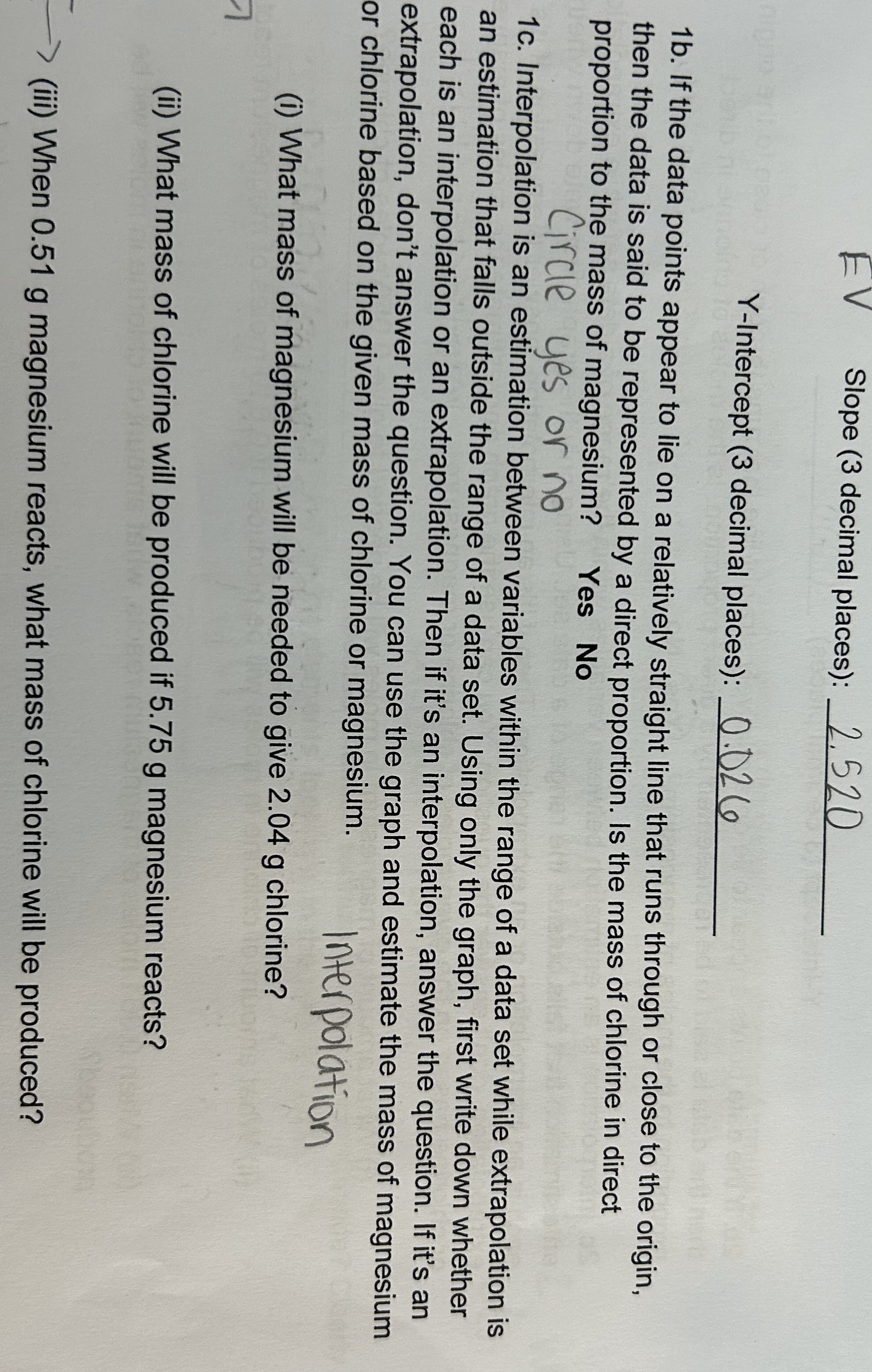 Please answer questions 1c, i,ii, and iiiThe slope of | Chegg.com