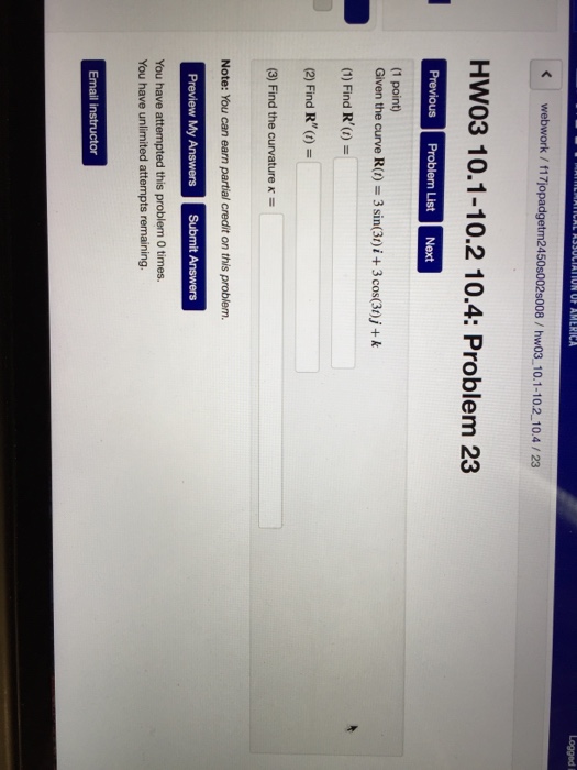 Solved webwork / 117jopadgetm2450s002s008/ hw03 10.1-10.2 | Chegg.com