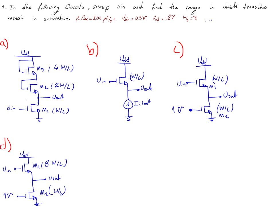 Solved Circuits , sweep , sweep vin and find the in which | Chegg.com