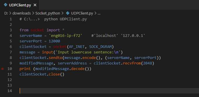 Solved UDPServer.py X D: > downloads > Socket_python > | Chegg.com