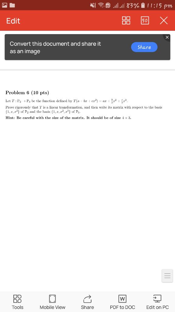 Solved Edit Convert this document and share it as an image | Chegg.com