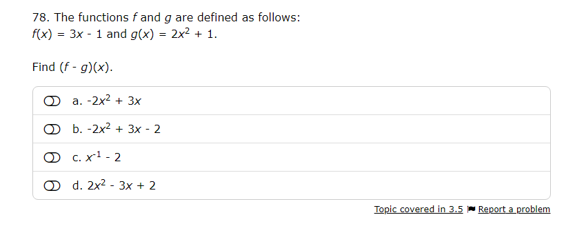 Solved 78. The functions f and g are defined as follows: | Chegg.com