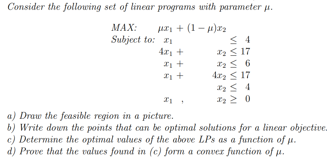 Solved Consider the following set of linear programs with | Chegg.com