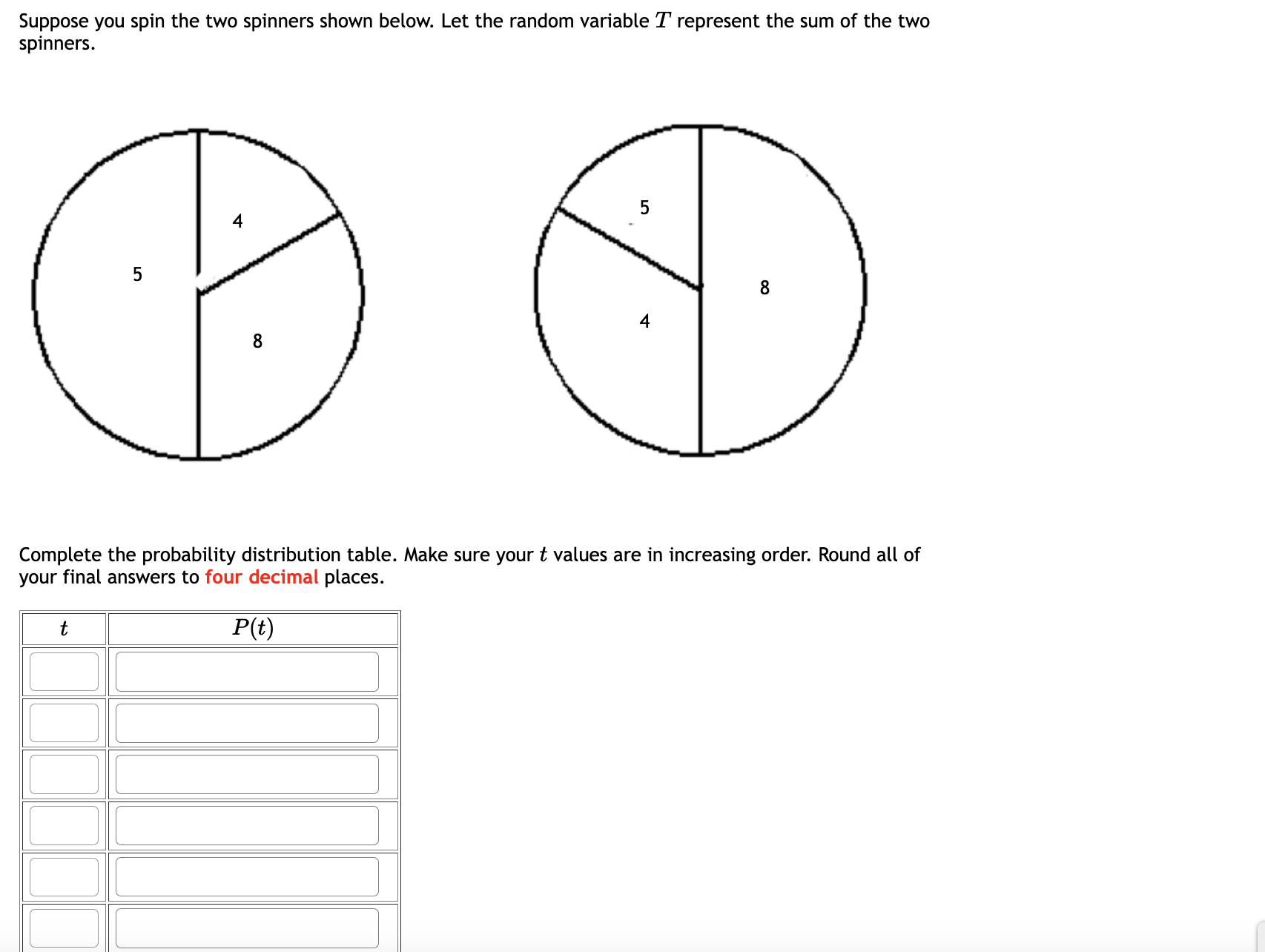 Solved Suppose you spin the two spinners shown below. Let | Chegg.com