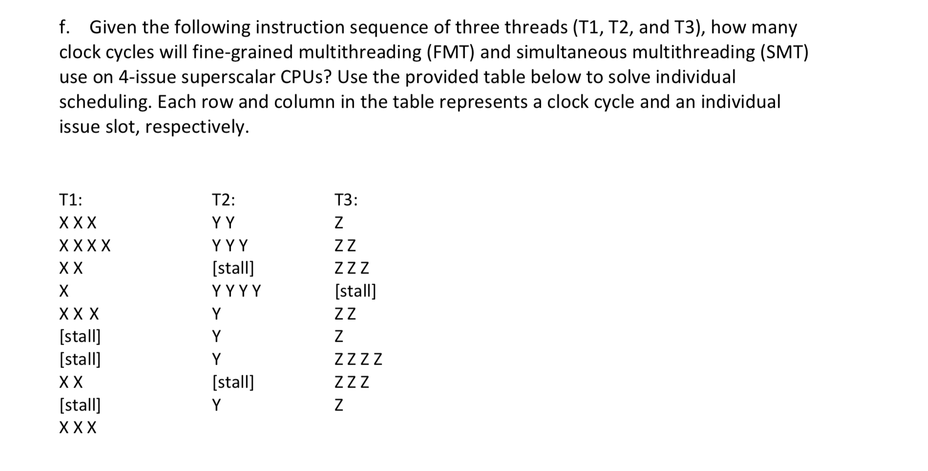 (Solved) : F Given Following Instruction Sequence Three Threads T1 T2 ... (Solved) : F Given Following Instruction Sequence Three Threads T1 T2 ...