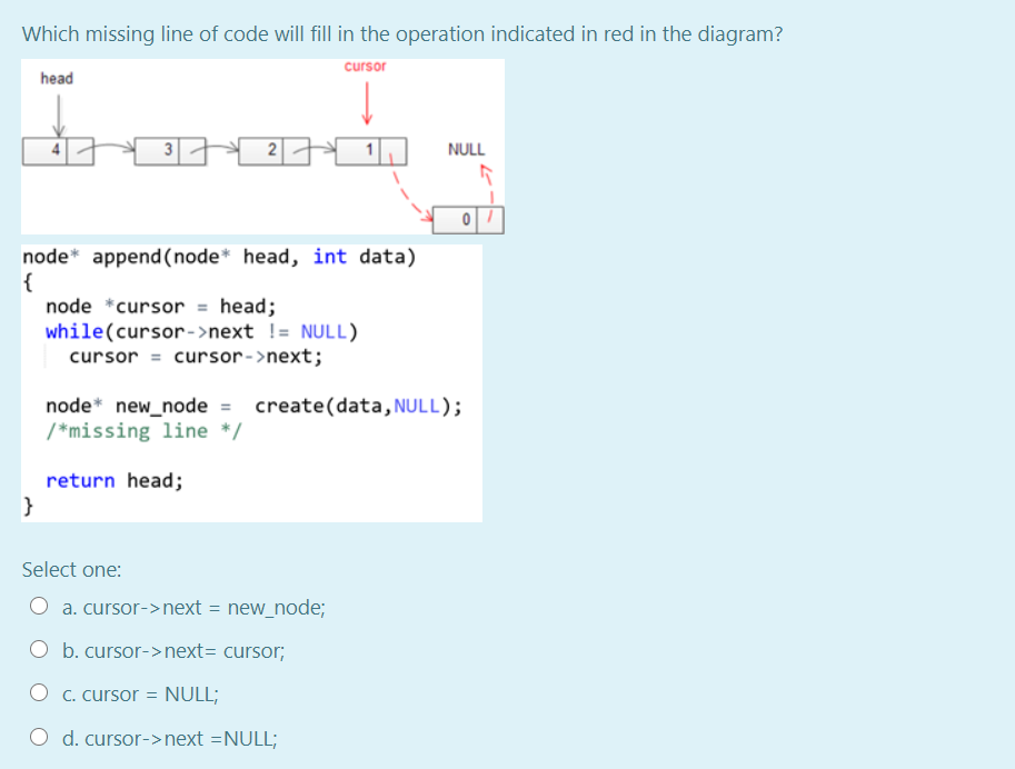 Solved Which missing line of code will fill in the operation | Chegg.com