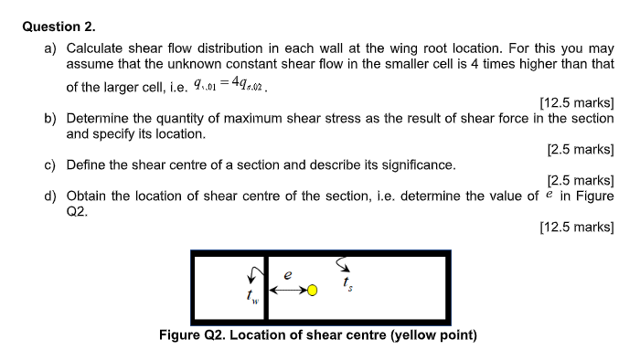 Question 2. a) Calculate shear flow distribution in | Chegg.com