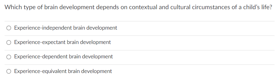 Solved Which type of brain development depends on contextual | Chegg.com