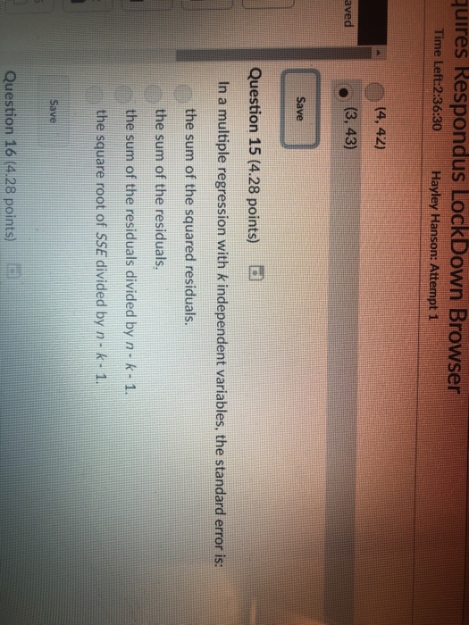 Solved In A Multiple Regression With K Independent Chegg