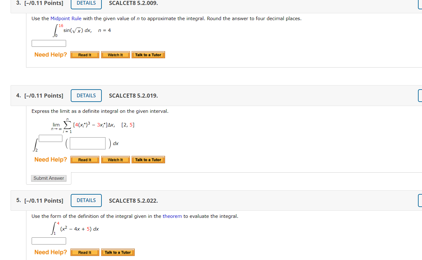 Solved 3. [-70.11 Points] DETAILS SCALCET8 5.2.009. Use the | Chegg.com