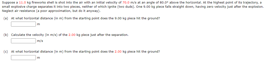 Solved Suppose a 11.0 kg fireworks shell is shot into the | Chegg.com
