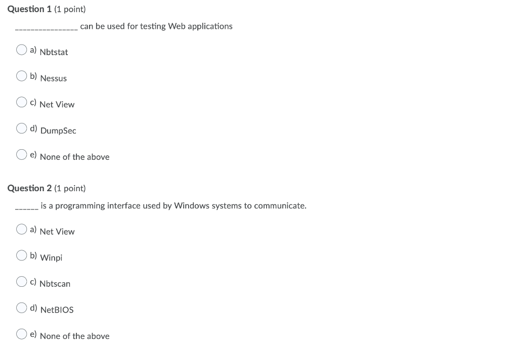 Solved Question 1 (1 point) can be used for testing Web | Chegg.com