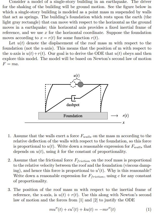 Consider a model of a single-story building in an | Chegg.com