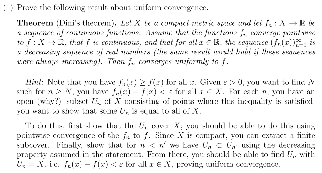 Solved (1) Prove the following result about uniform | Chegg.com