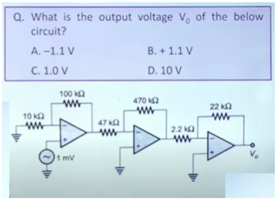Solved Q. ﻿What is the output voltage V0 ﻿of the | Chegg.com