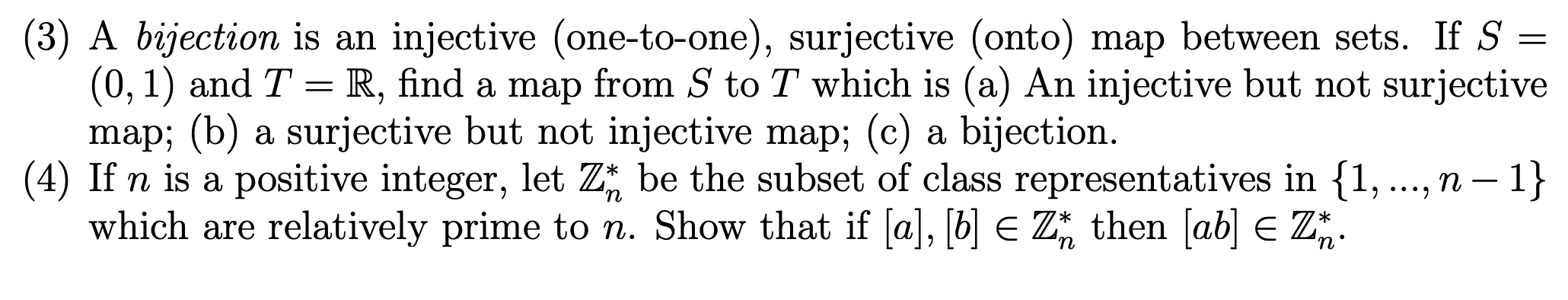 Solved (3) A bijection is an injective (one-to-one), | Chegg.com
