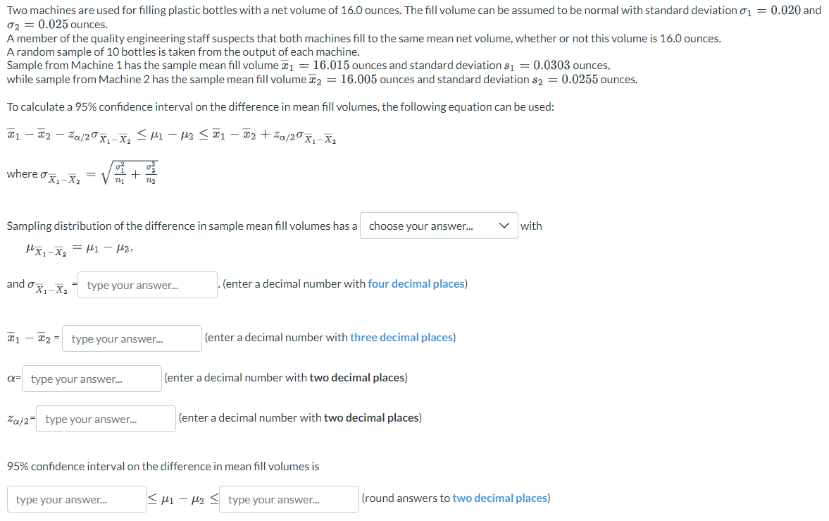 Solved Two machines are used for filling plastic bottles | Chegg.com