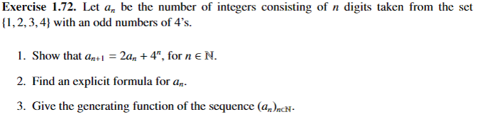 Solved Exercise 1.72. Let an be the number of integers | Chegg.com