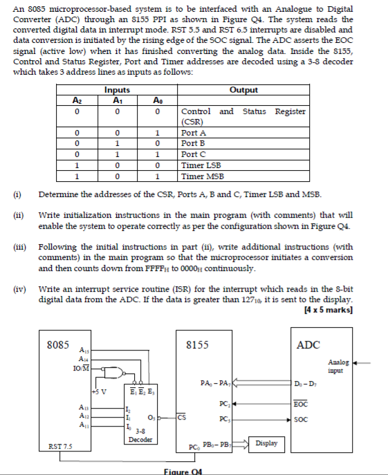 An 8085 microprocessor-based system is to be | Chegg.com